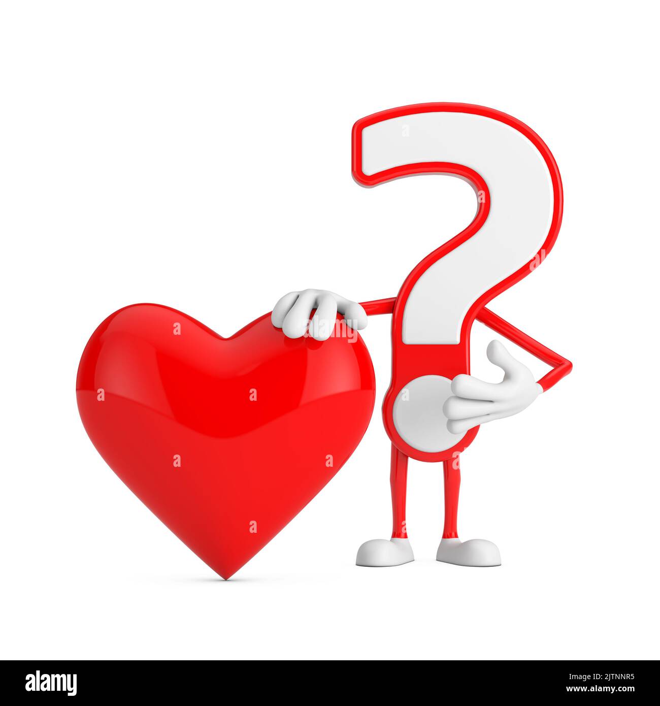 Question Mark Sign Cartoon Character Person Mascot with with Red Heart ...