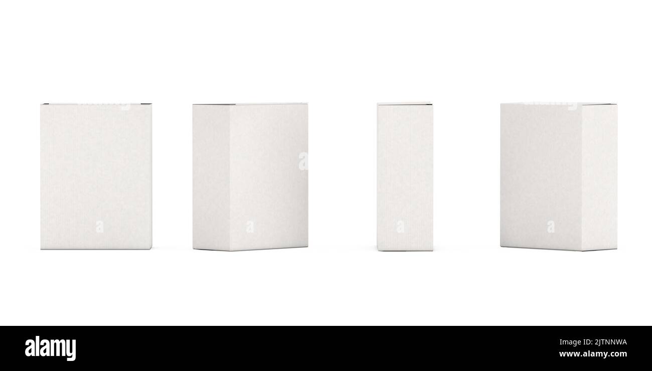 White Cardboard Paper Package Box Mockup in Different View on a white ...