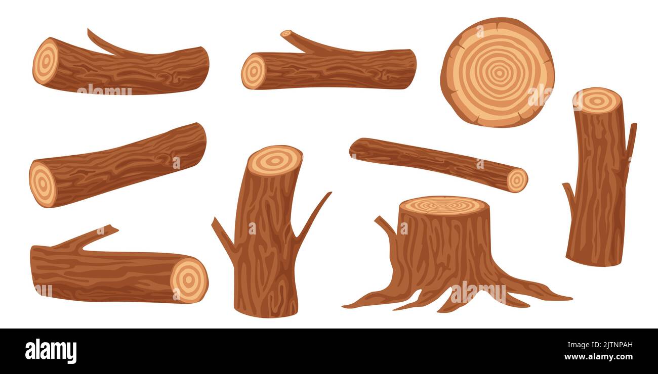 Collection set of cartoon isolated wood timber objects Stock Vector ...
