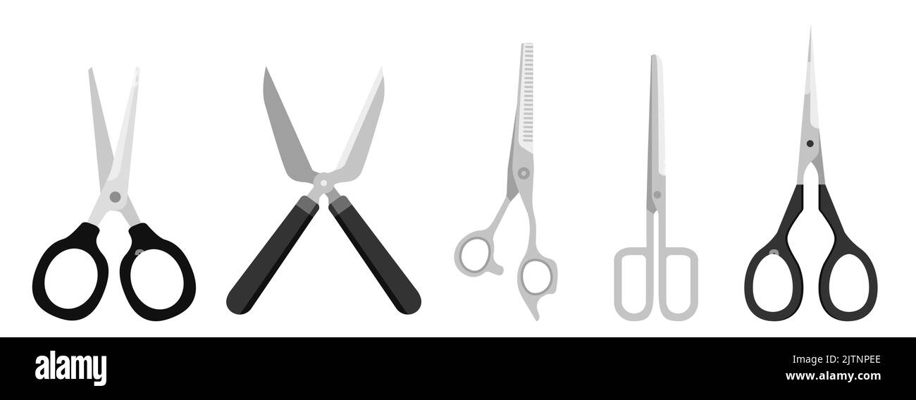 Collection set of isolated cartoon scissors object Stock Vector Image ...
