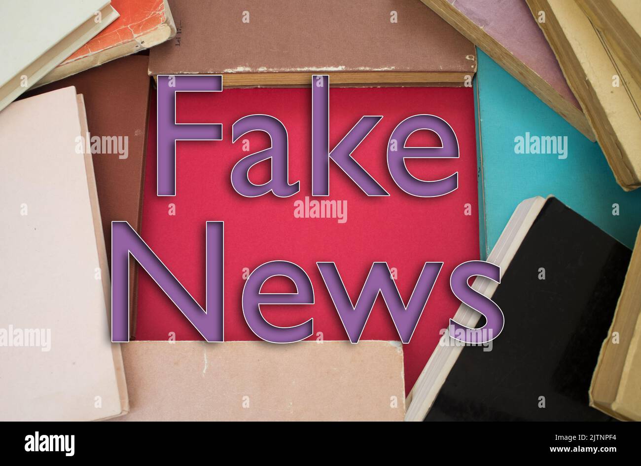 Fake News word in opened book with vintage, natural patterns old ...