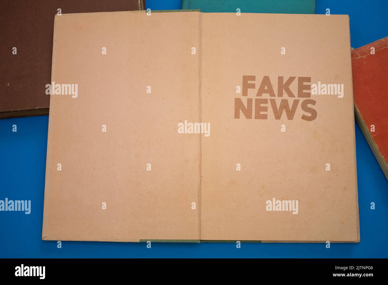 Fake News word in opened book with vintage, natural patterns old ...