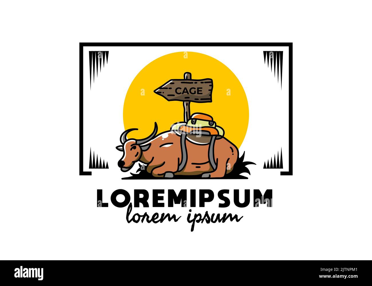 Sitting buffalo animal vector clip art illustration badge design Stock ...