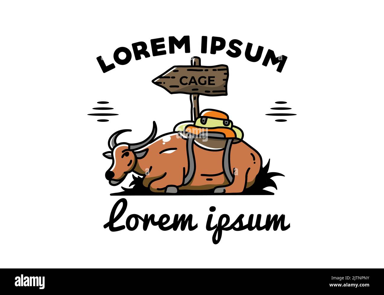 Sitting buffalo animal vector clip art illustration badge design Stock ...