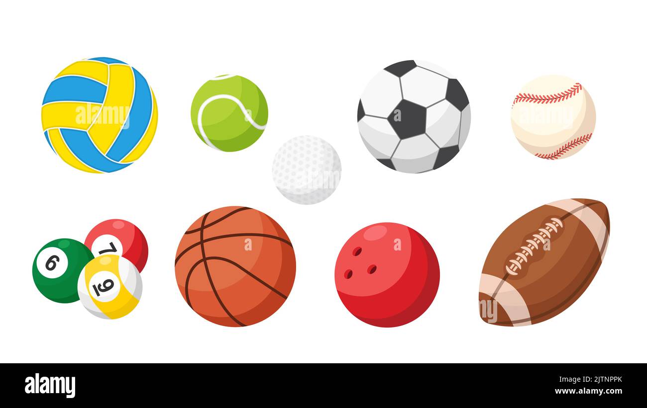 Collection set of sport ball soccer basketball bowling volley ball ...