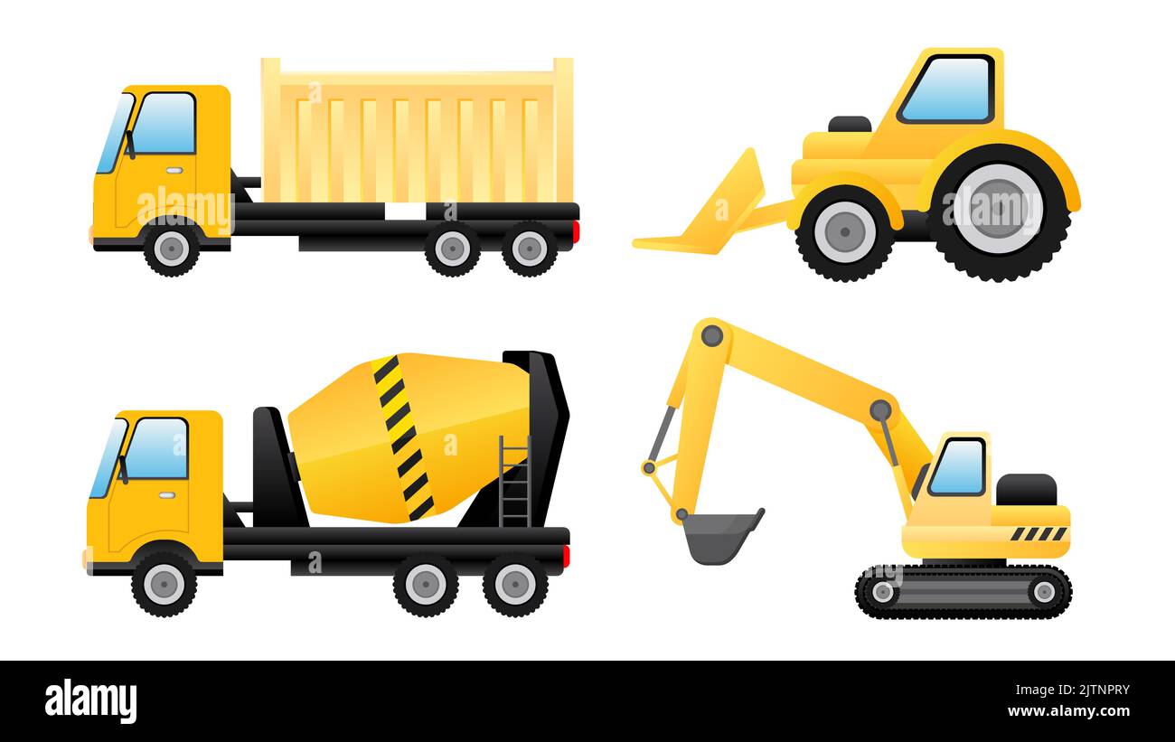 Collection set of industrial construction transportation cement mixer ...
