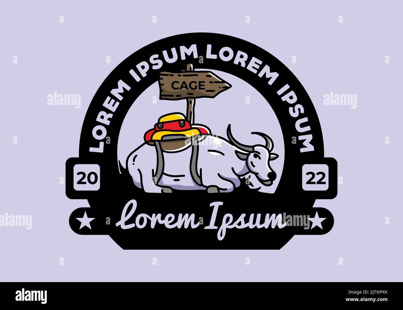 Sitting buffalo animal vector clip art illustration badge design Stock ...