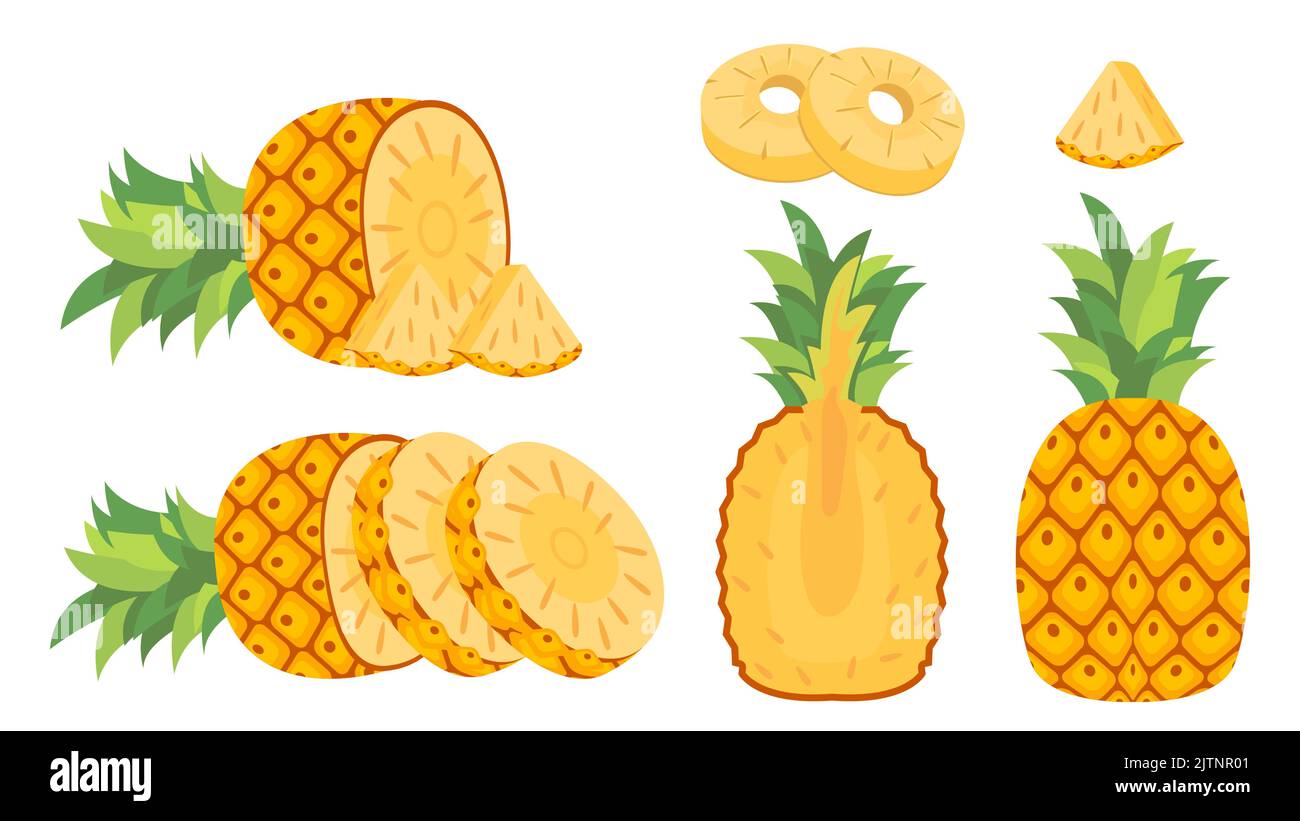 Collection set of cartoon fruit pineapple object Stock Vector Image ...