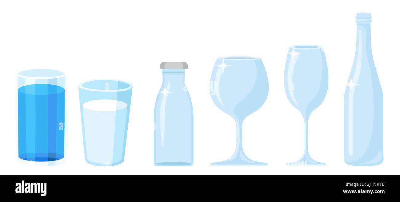 Collection set of cartoon glass bottle and cup Stock Vector Image & Art ...