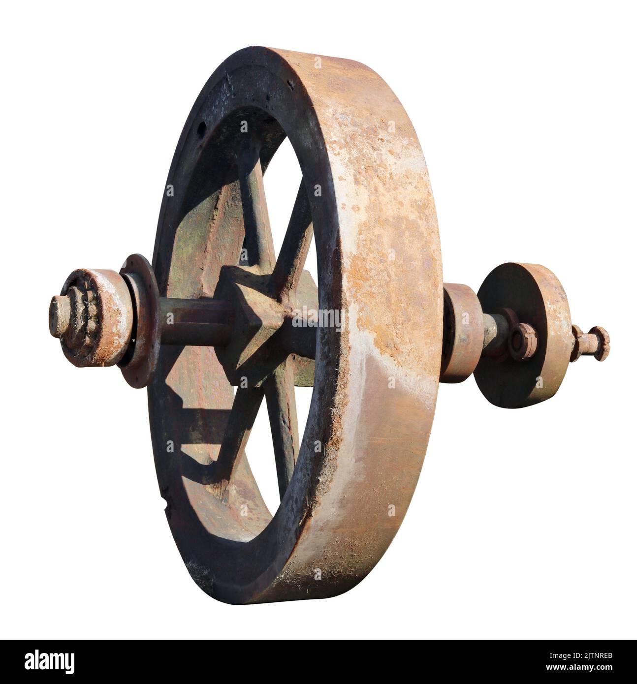 Rusty iron big wheel from old mil. Isolated on white Stock Photo - Alamy