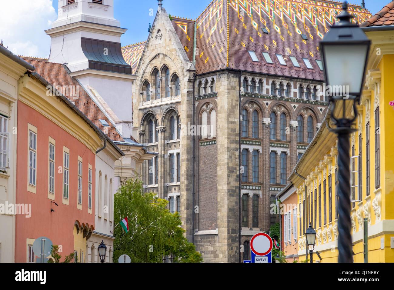Hungary, old streets in historic city near Budapest Castle and ...