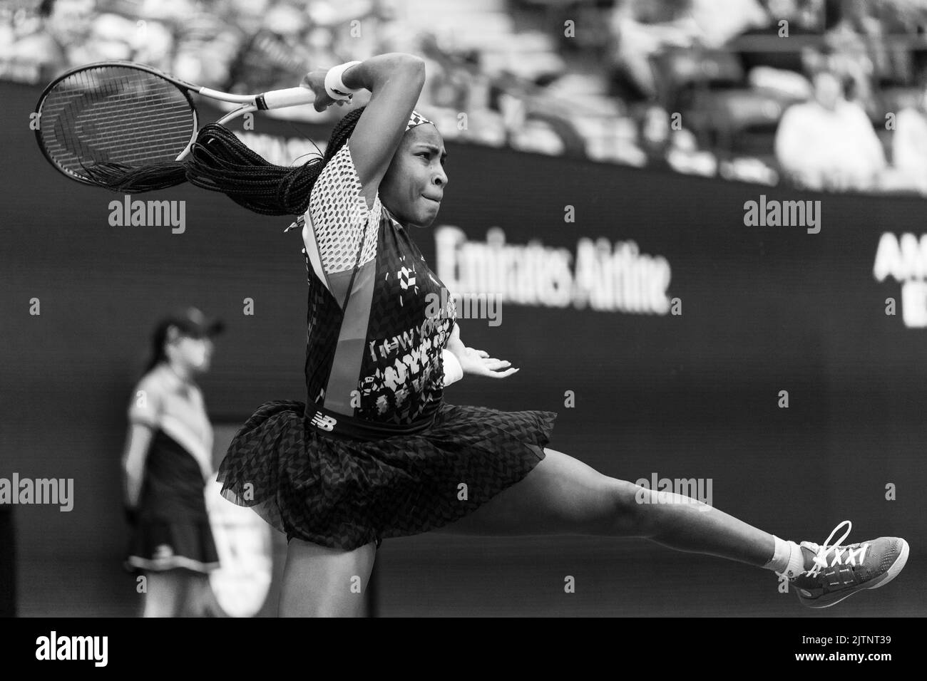 New York, NY - August 31, 2022: Coco Gauff of USA returns ball during ...