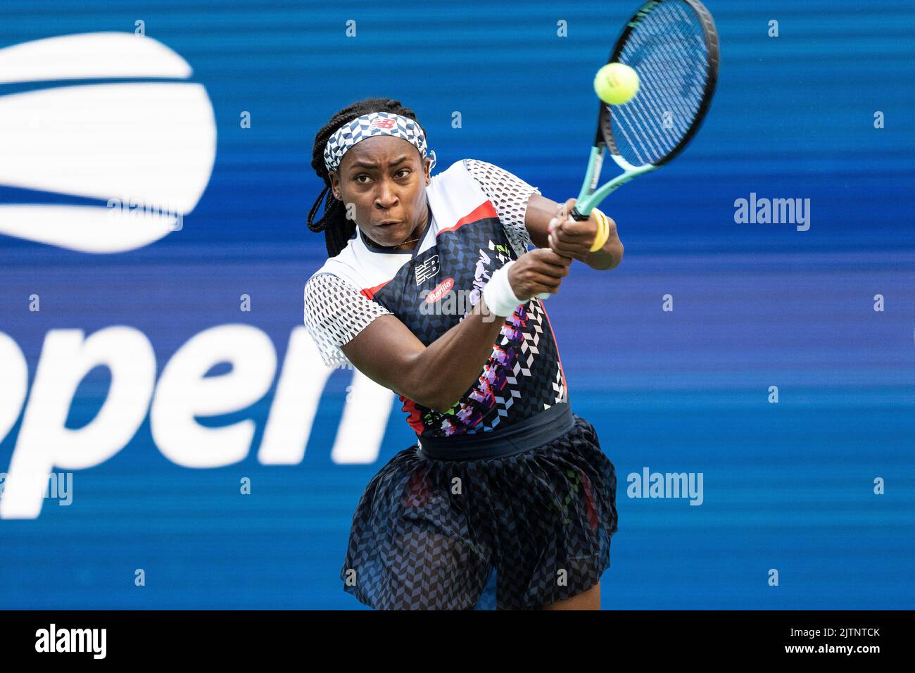 New York, NY - August 31, 2022: Coco Gauff of USA returns ball during ...