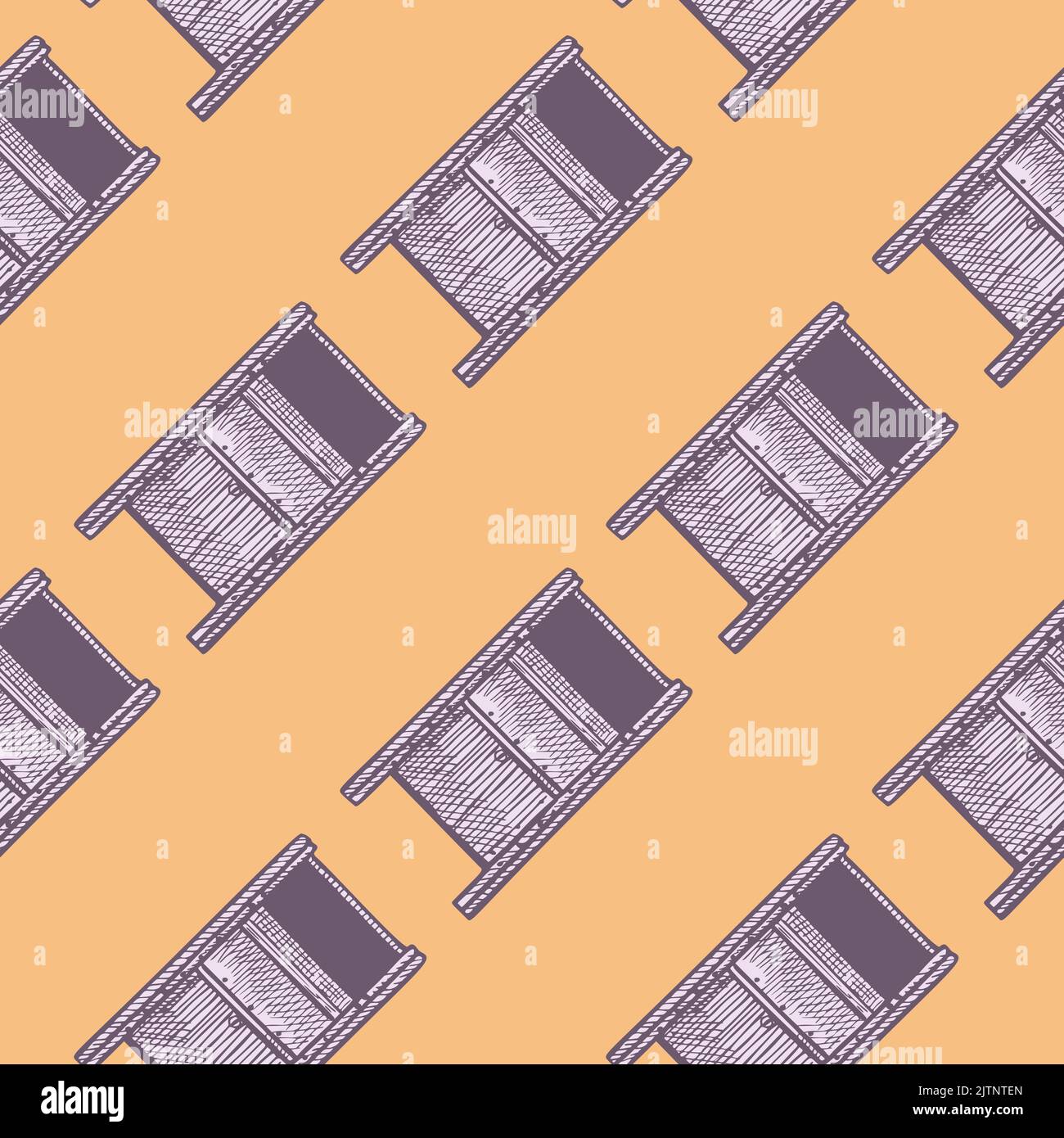 Mailbox engraved seamless pattern. Vintage letterbox in hand drawn ...