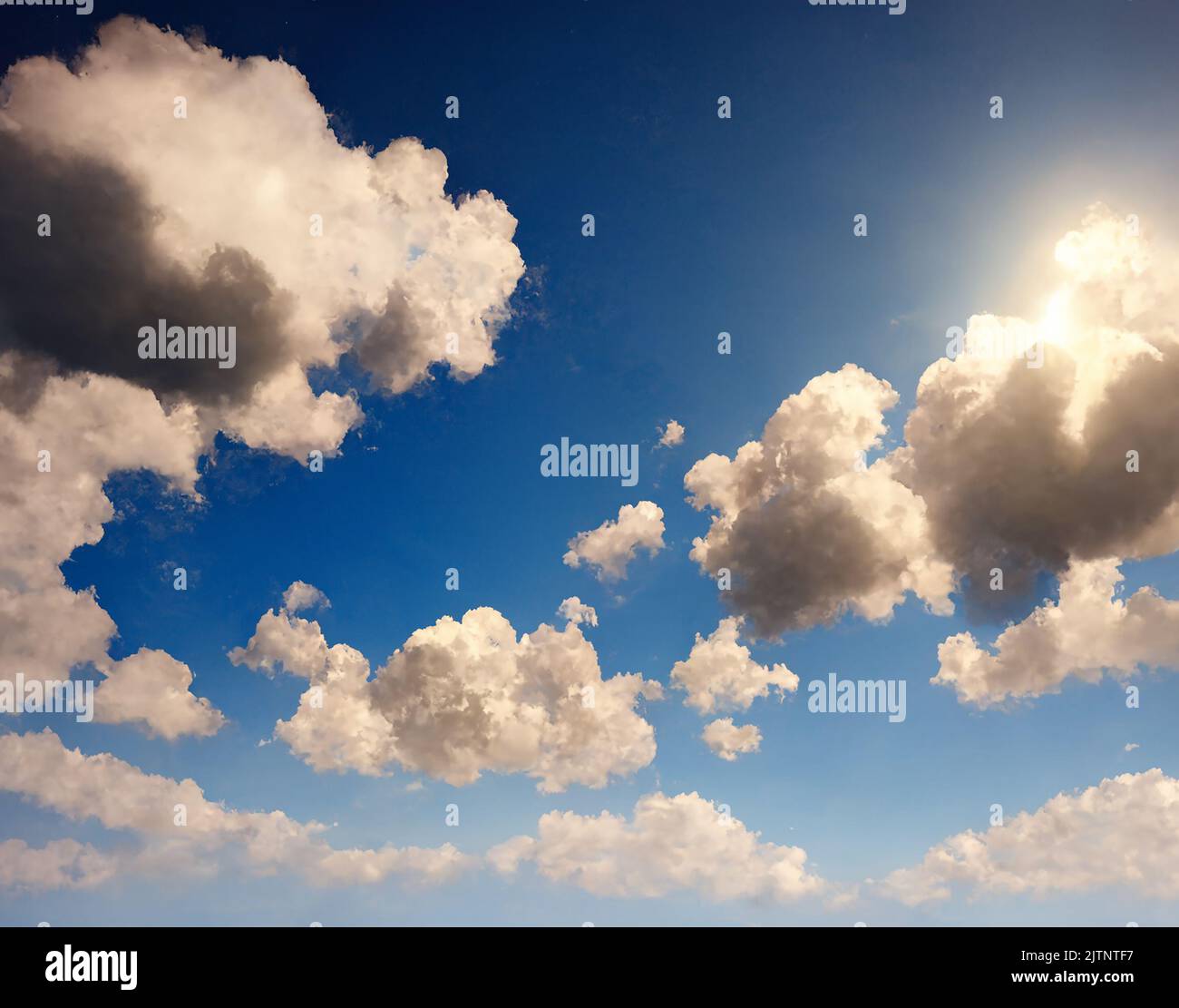 Blue sky with clouds and sun Stock Photo - Alamy