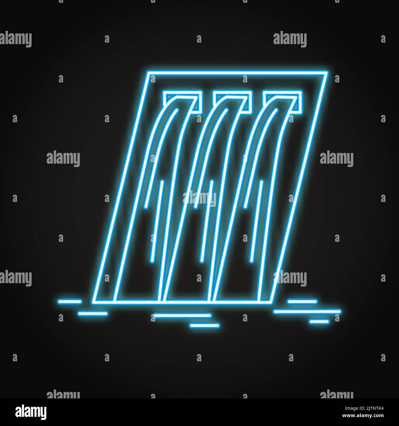 Neon hydroelectric station icon in line style. Renewable energy ...