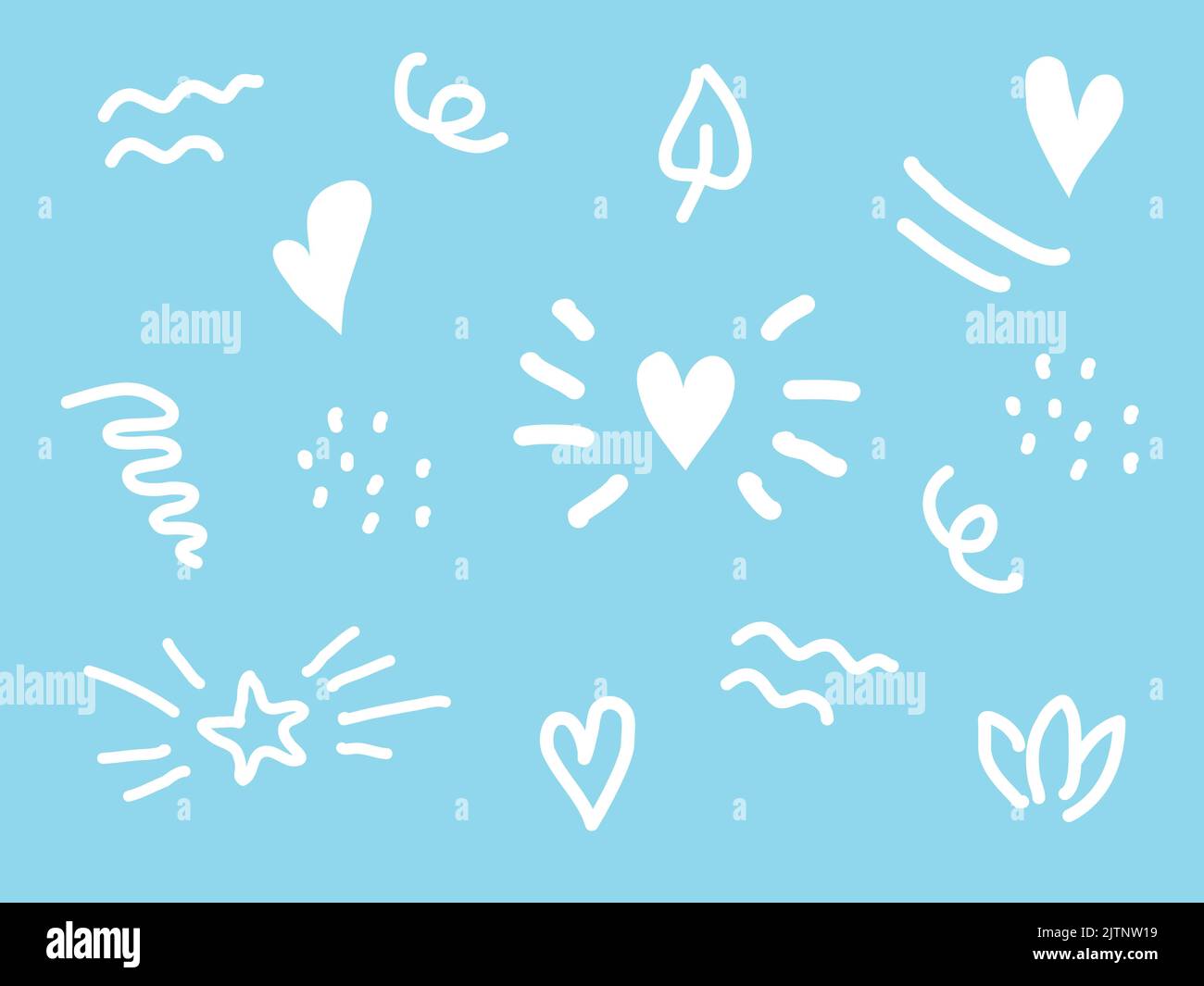 Nice doodle elements wave, dot, star, heart for children overlay set ...