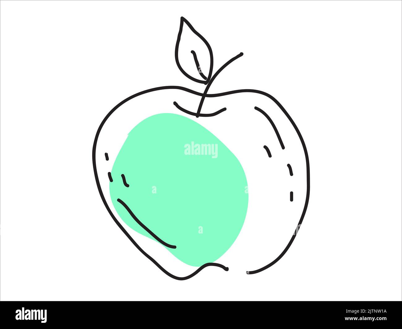 Apple in a hand-drawn style. Icon for sports, diet, fitness. A healthy ...