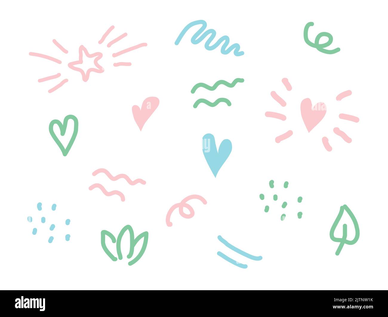 Nice doodle pattern. Elements wave, dot, star, Heart for children ...
