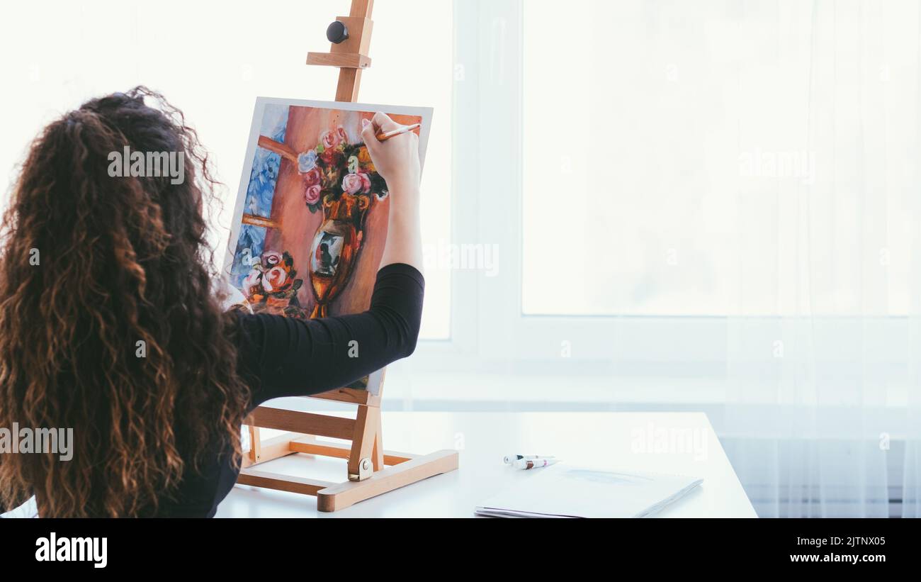 creativity inspiration lady still life painting Stock Photo - Alamy