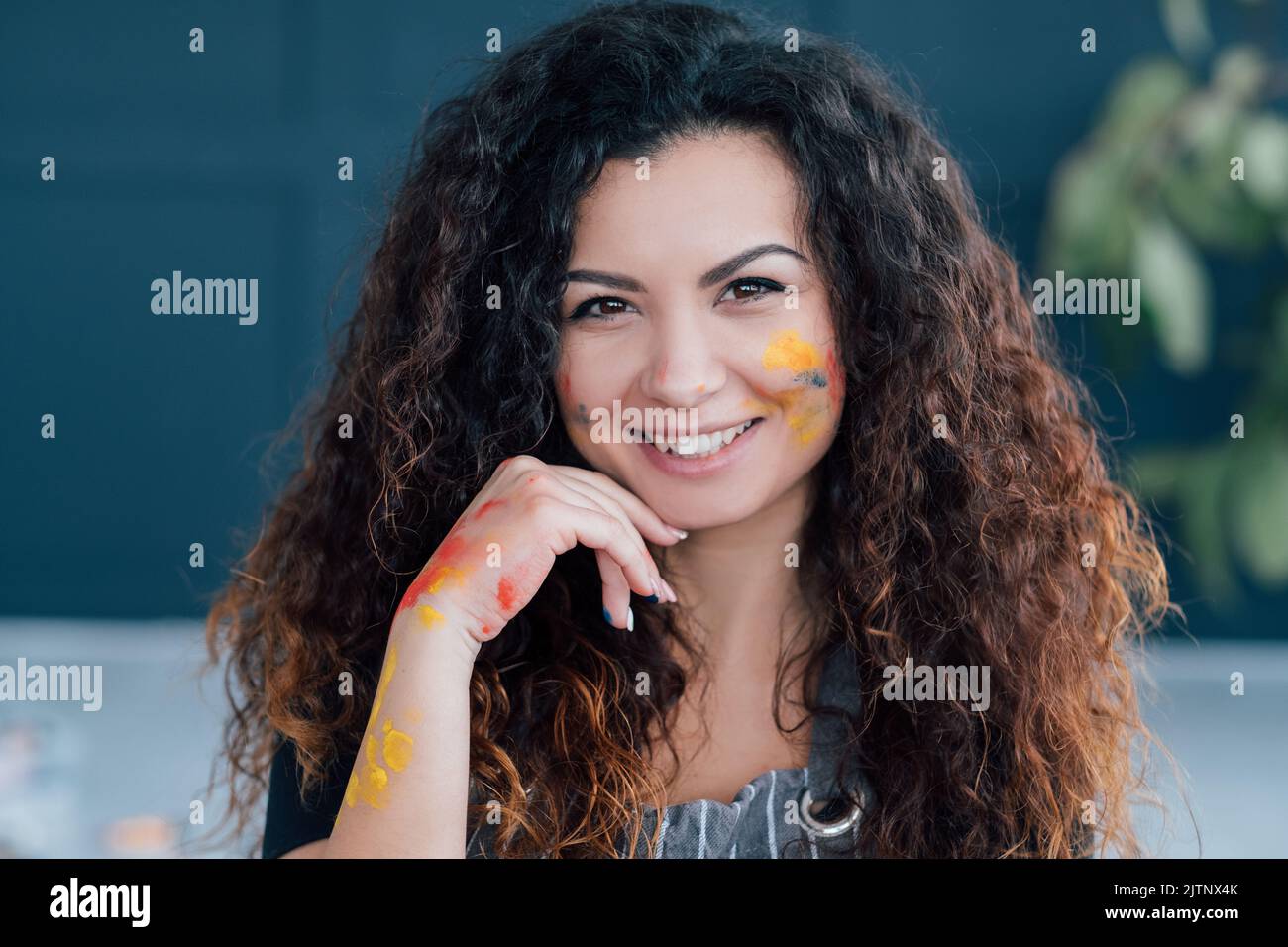 creative hobby female artist beautiful face paint Stock Photo - Alamy