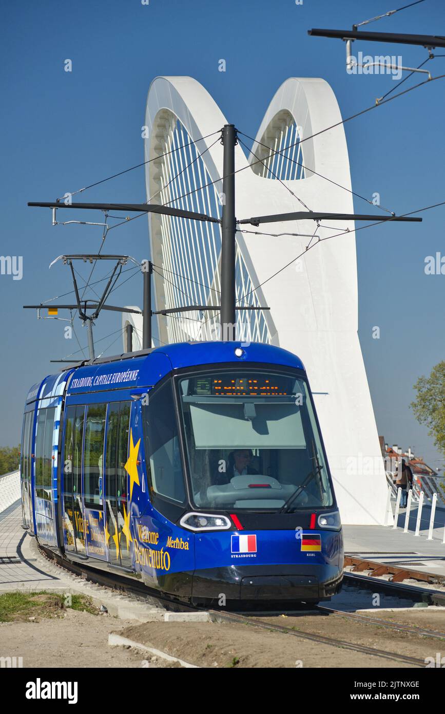 Germany, Baden-Württemberg, Kehl, Franco-German tram connecting ...