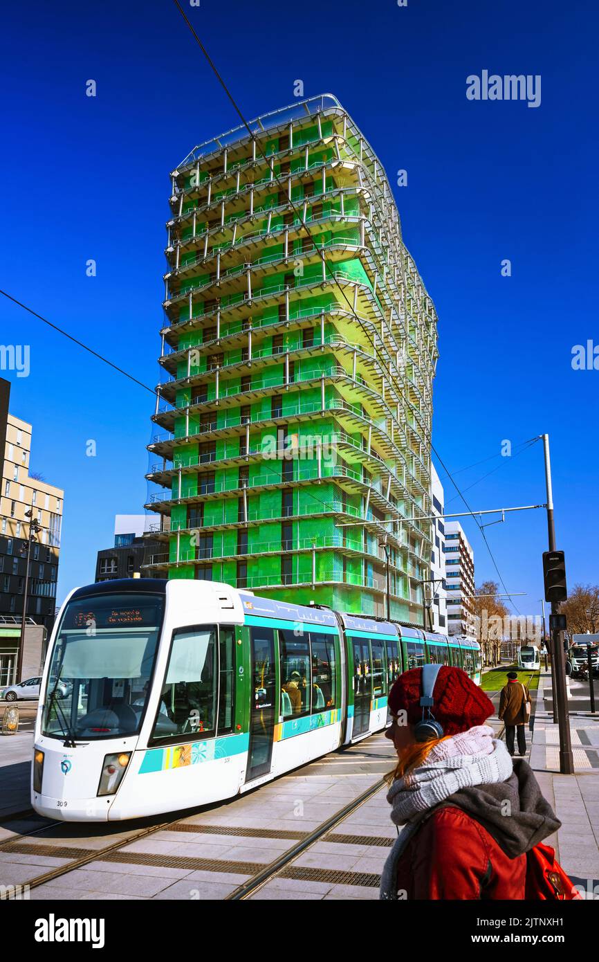 France. Paris (75) 13th arrondissement. Tram Citadis 402 in front of ...