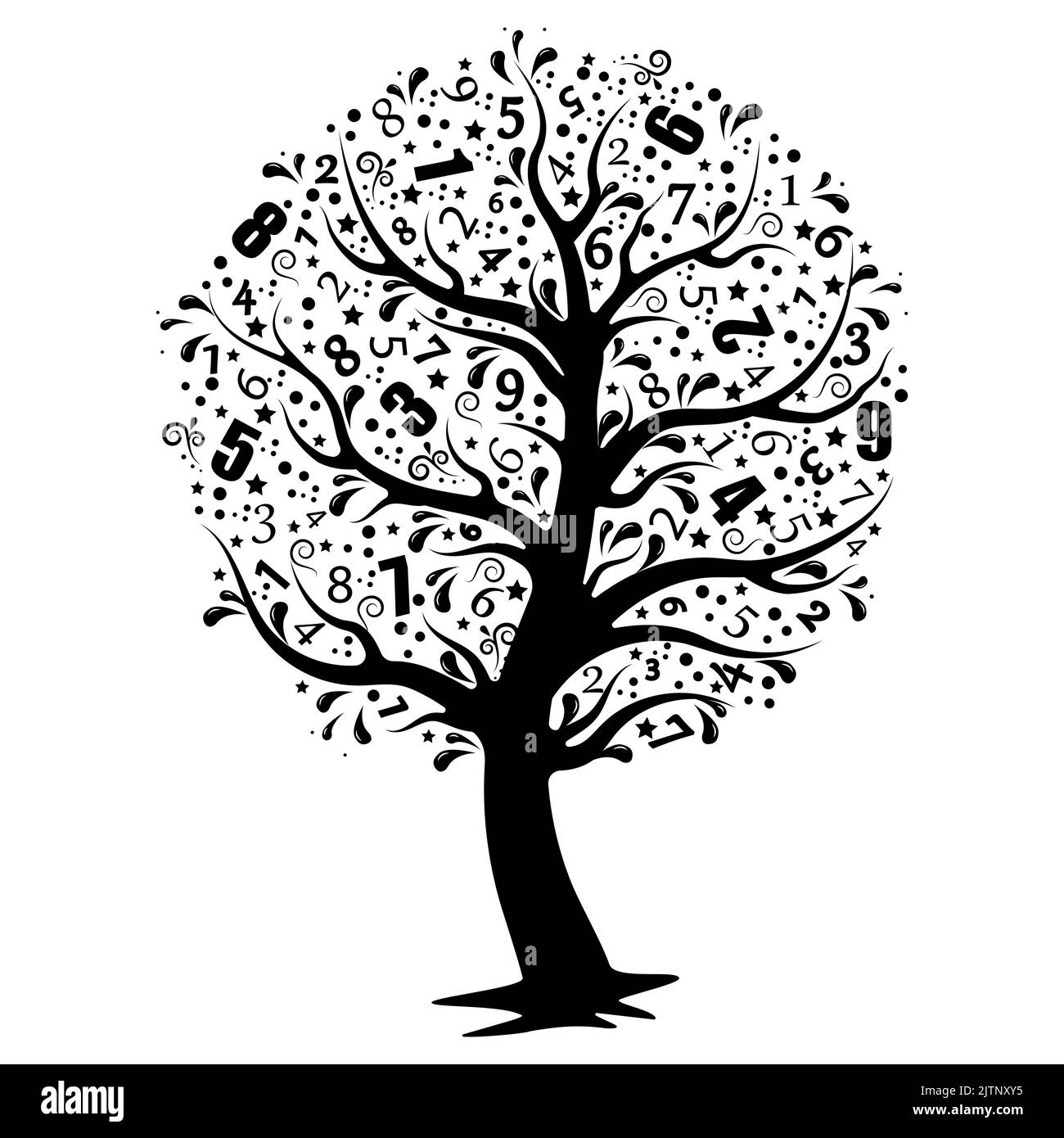 Tree with numbers, color vector illustration, isolated on white ...