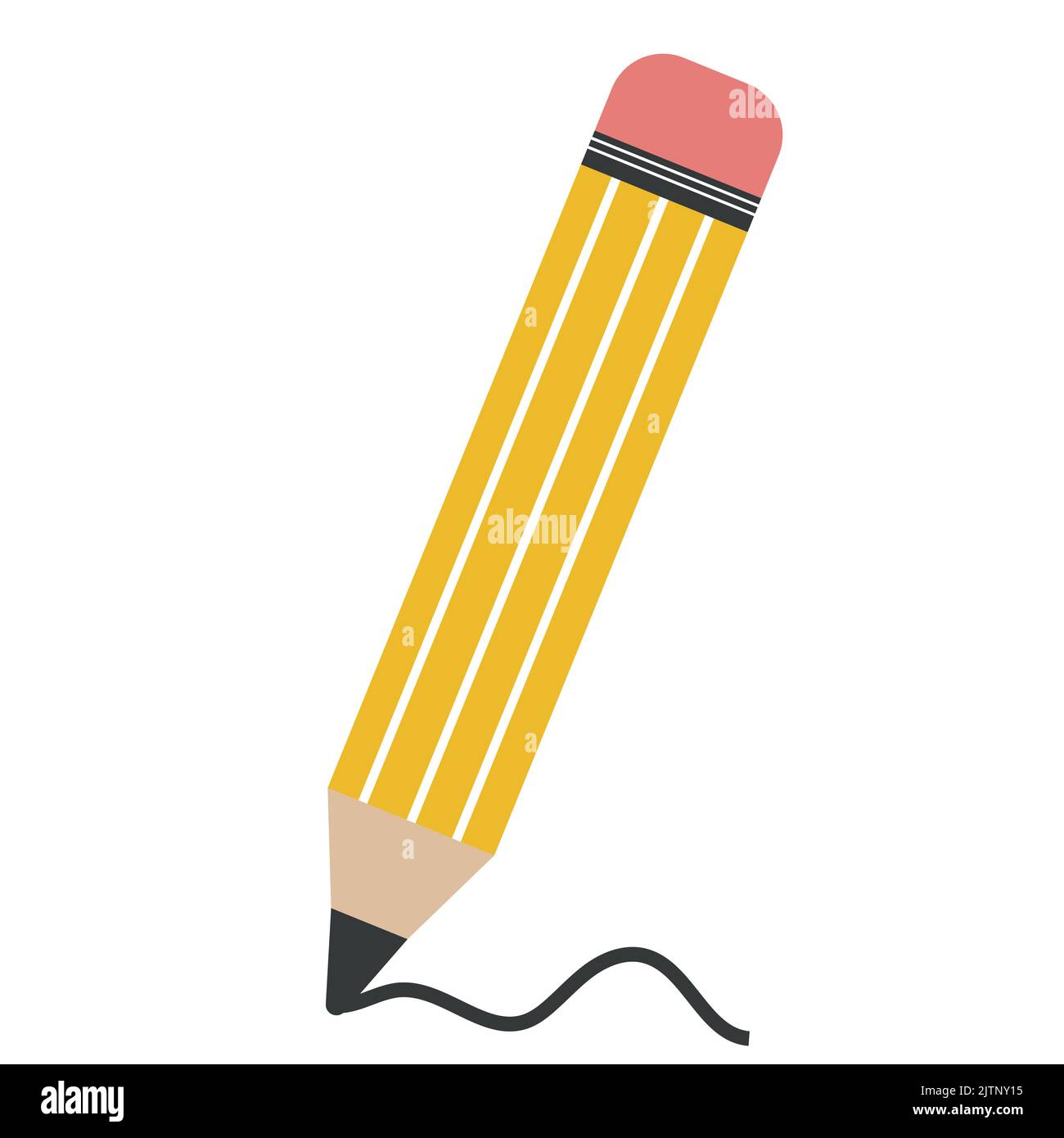 Simple school pencil draws a line, color vector isolated illustration ...