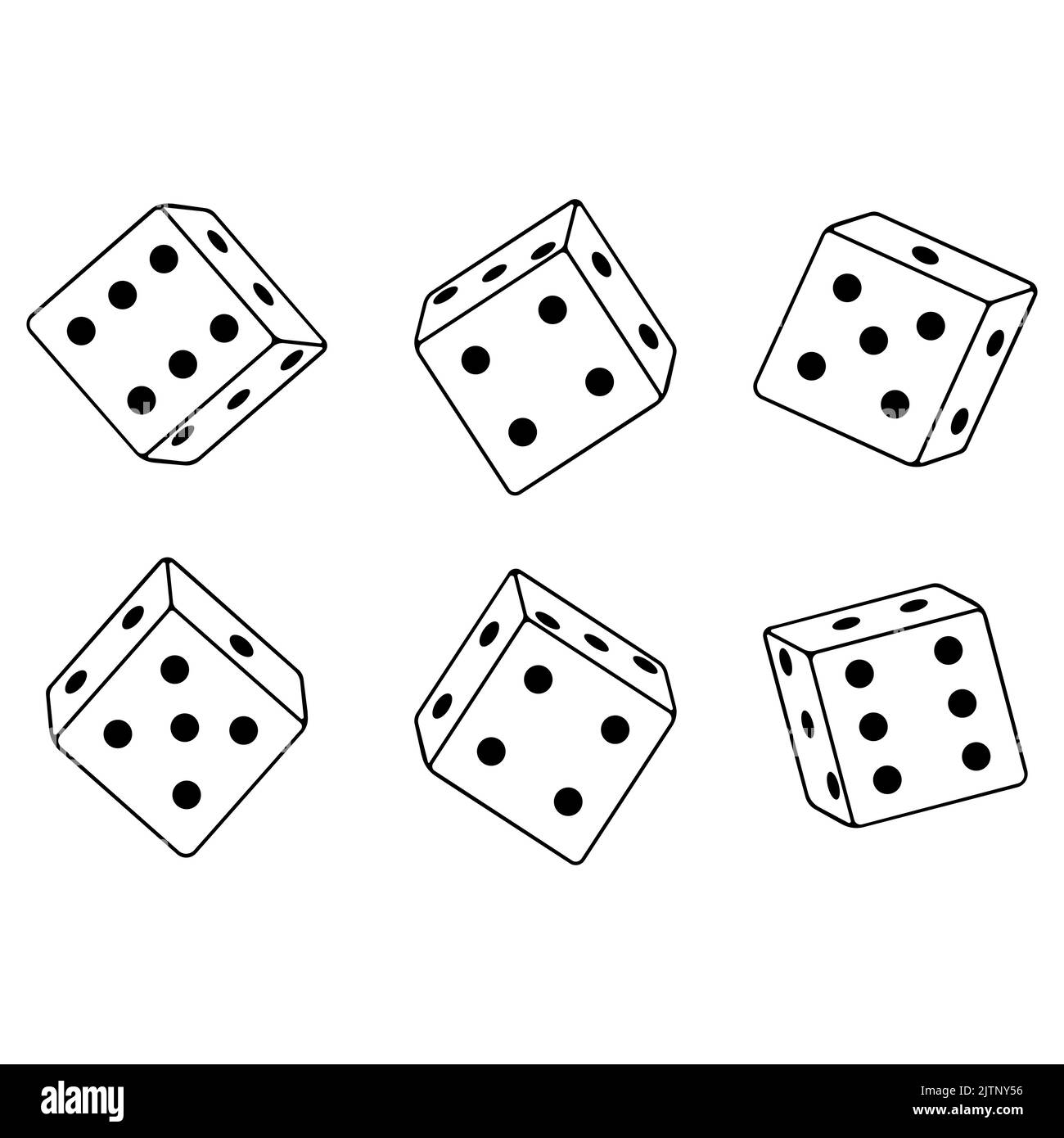 Dice, cubes, vector illustration outline icon isolated on white ...