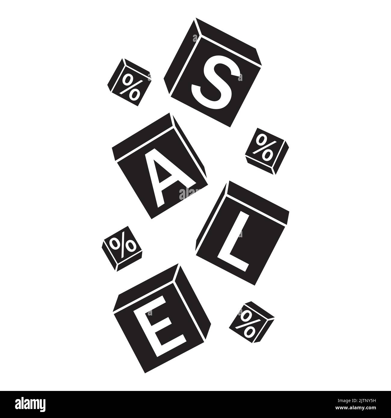 Set of falling discount cubes on a white background, black icon vector ...