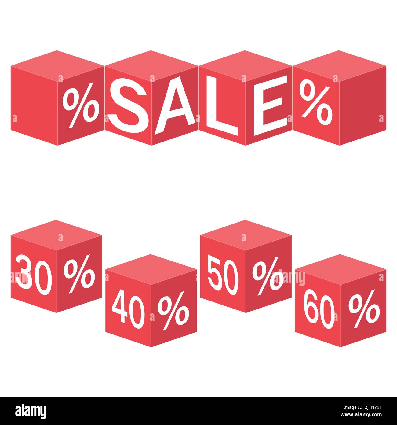 A set of vector discount cubes on a white background, color vector ...