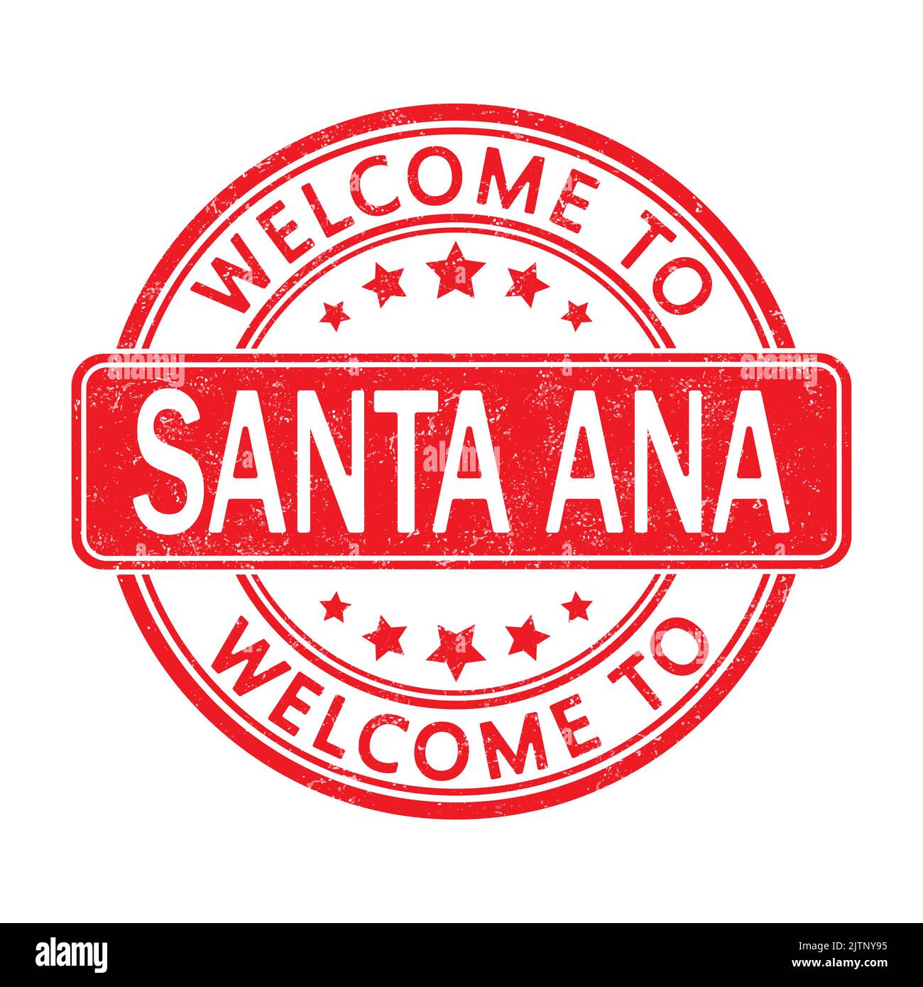 Welcome to SANTA ANA. Impression of a round stamp with a scuff. Flat ...
