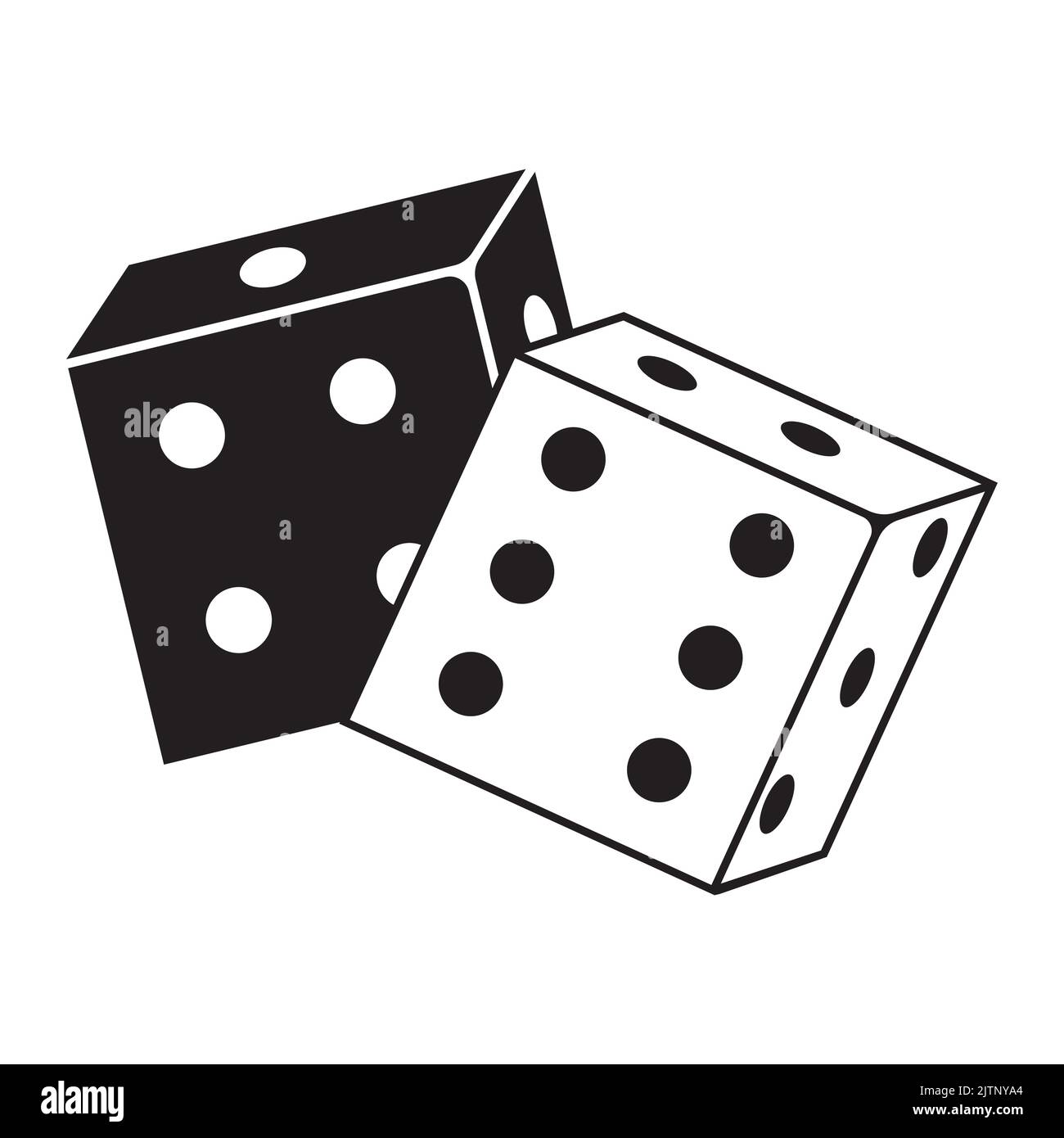Dice, cubes, vector illustration outline icon isolated on white ...