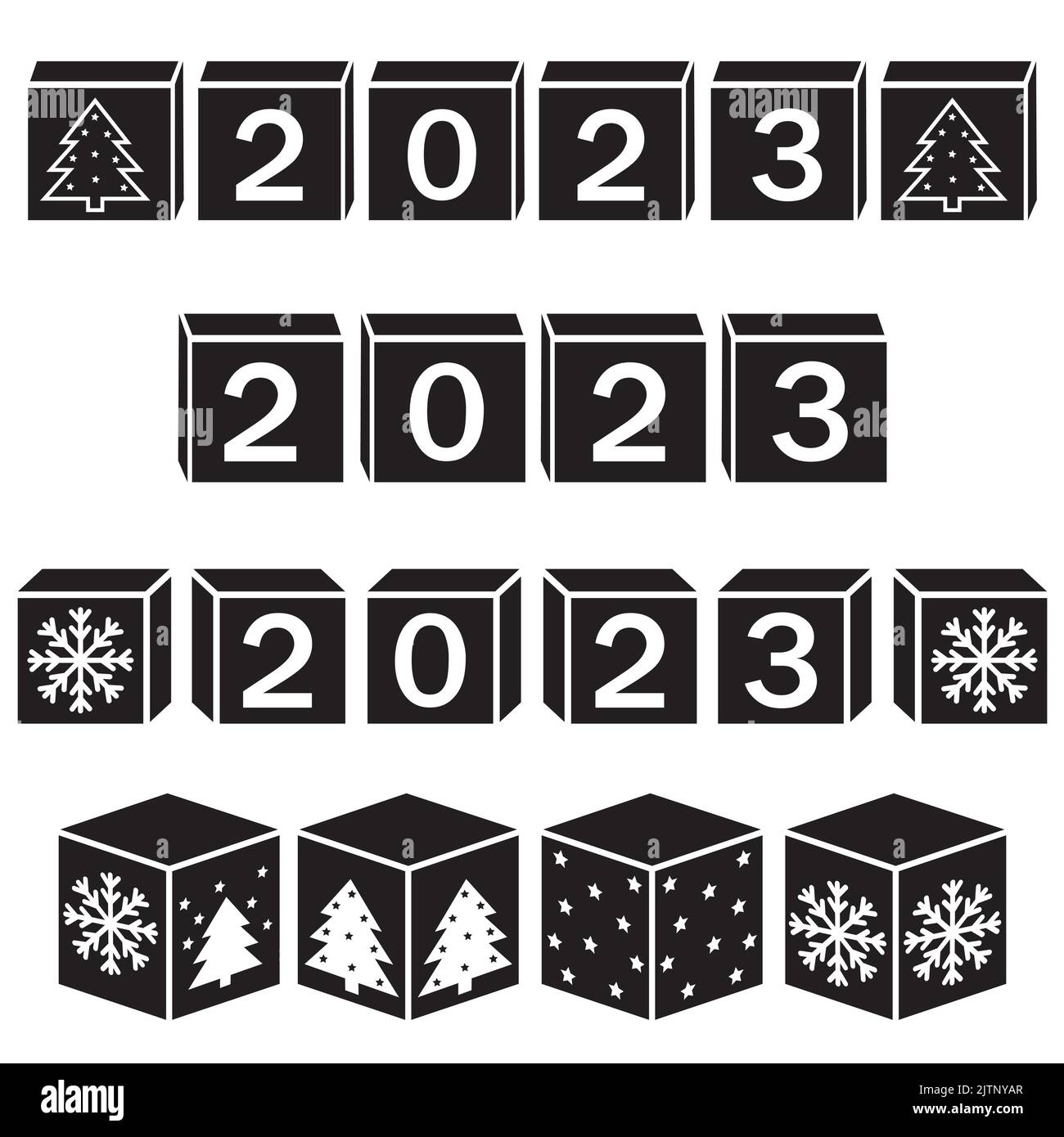 Calendar for Christmas, new year made of cubes with the number 2023 ...