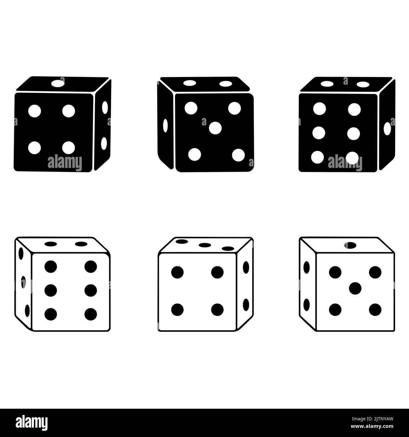 Dice, cubes, vector illustration outline icon isolated on white ...