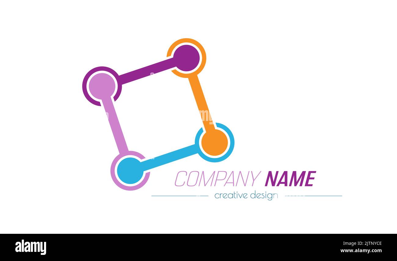 four parts of the line are connected in a square. Logo template ...