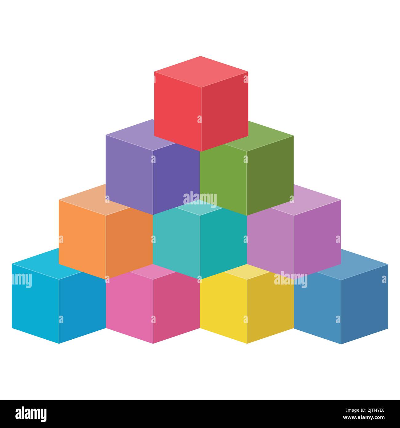 Wooden cubes for tower construction, color vector isolated illustration ...