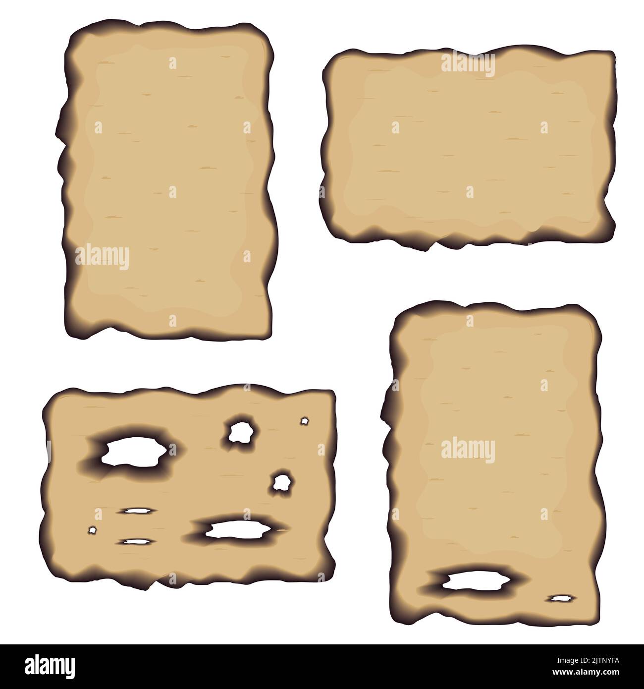 Burnt edges of papyrus, parchment, color vector isolated illustration ...