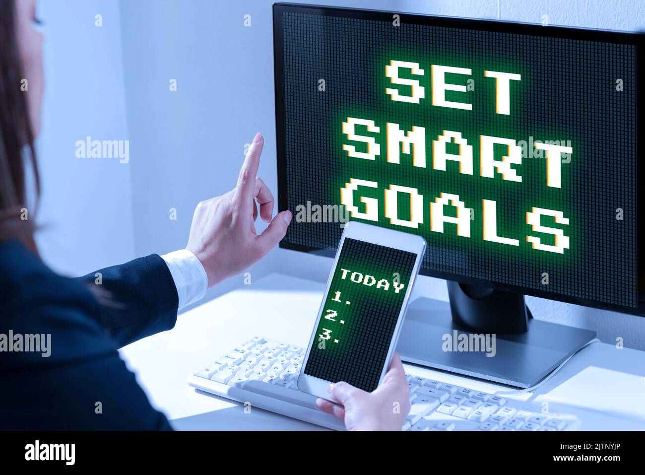 Text showing inspiration Set Smart Goals, Business idea Establish ...