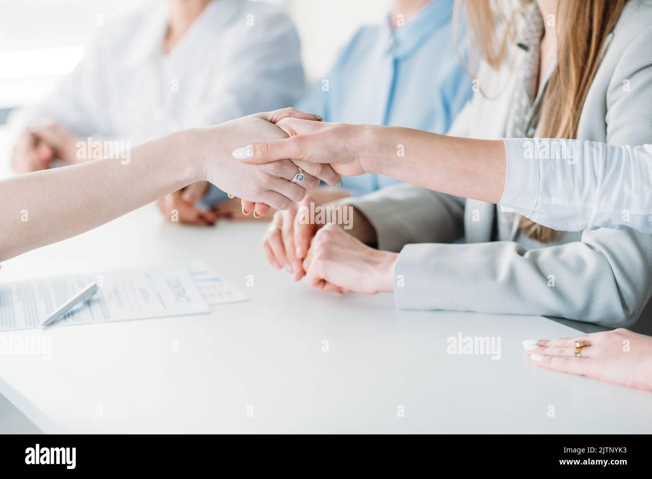 successful job interview congratulation handshake Stock Photo - Alamy