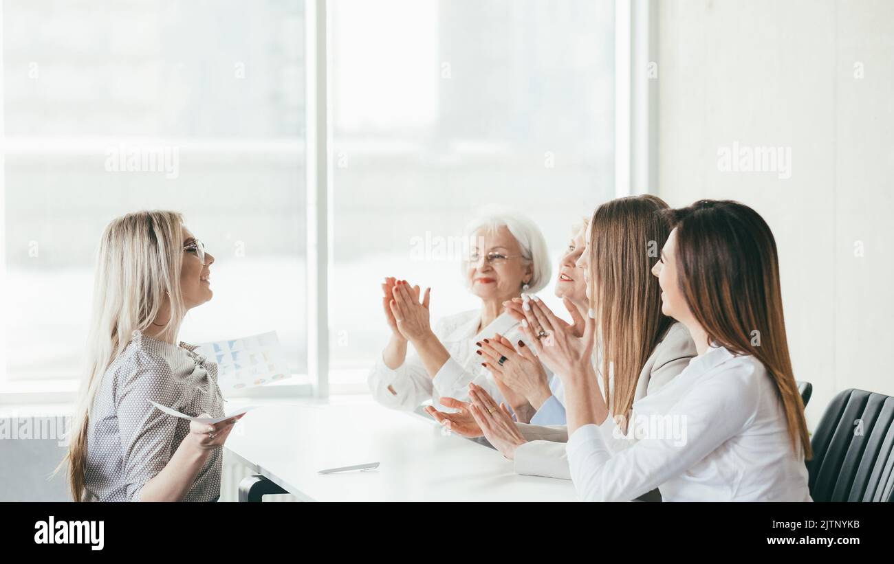 job interview successful business female applicant Stock Photo - Alamy