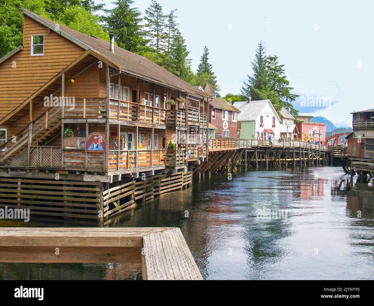 Ketchikan Alaska USA - July 24 2008; Creek Street with its piled ...