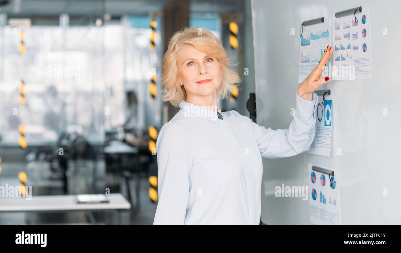 successful female leader business presentation Stock Photo - Alamy