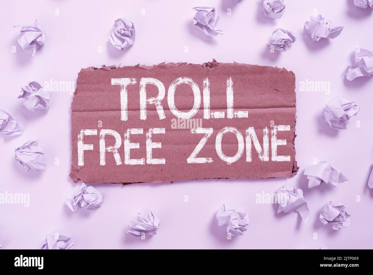 Conceptual display Troll Free Zone, Word Written on Social network ...