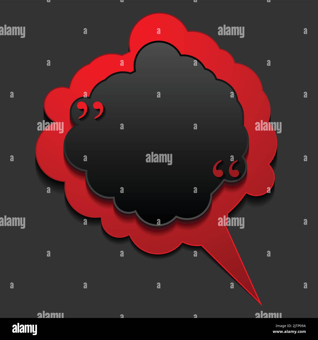 Red and black cloud speech bubble with commas, quote abstract ...