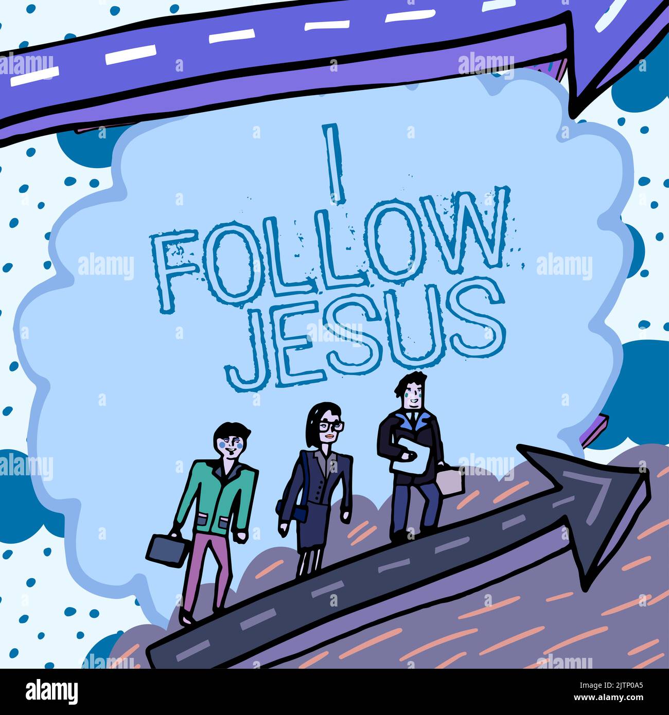 Sign displaying I Follow Jesus, Business overview Religious person with ...