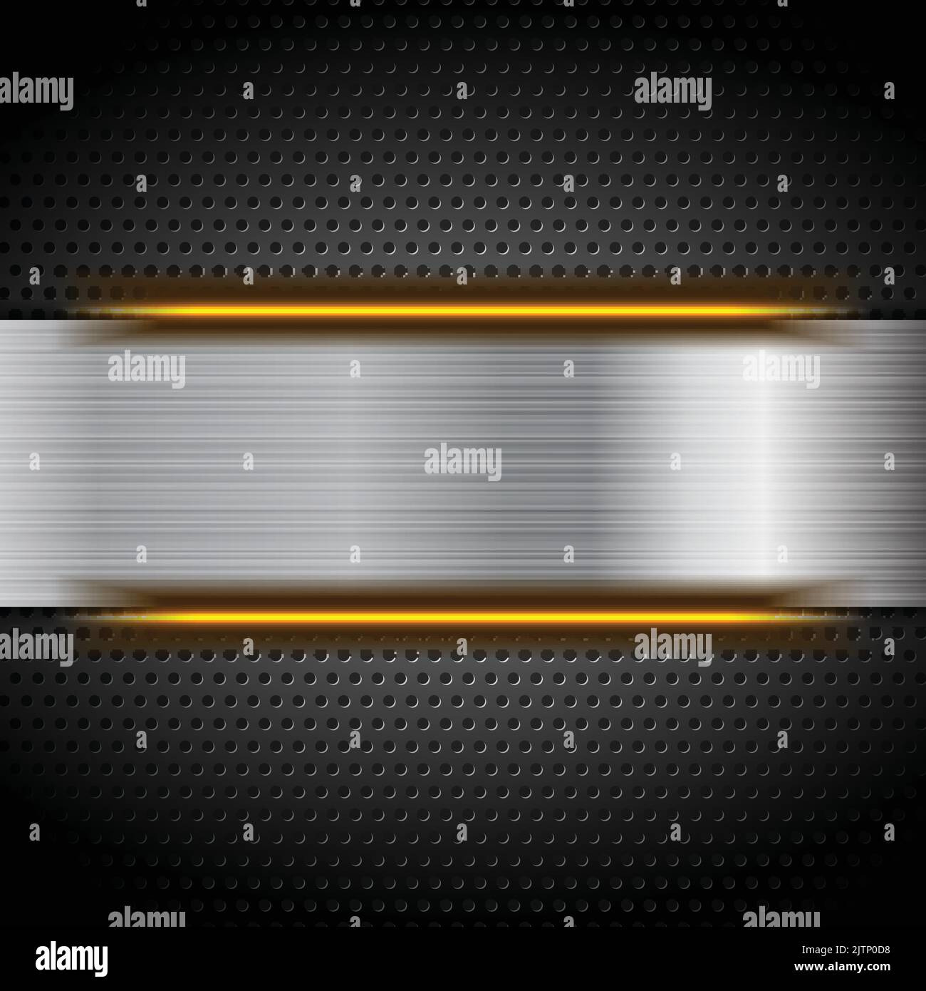 Perforated metallic background with orange glowing neon light. Vector ...