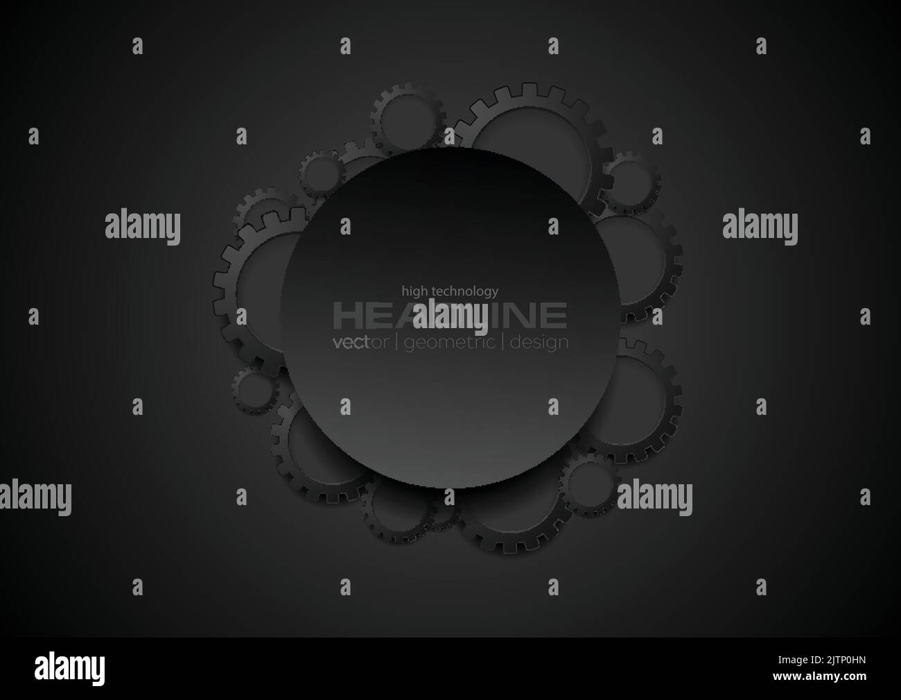 Abstract tech black gears and blank circle concept background. Vector ...