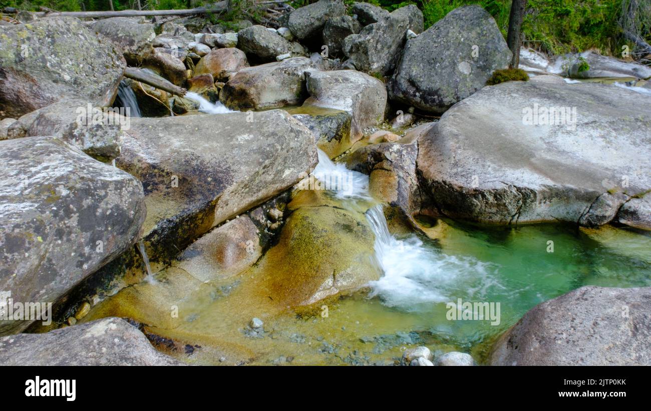 Slovak mountain river Studena in the High Tatras. A river with very ...